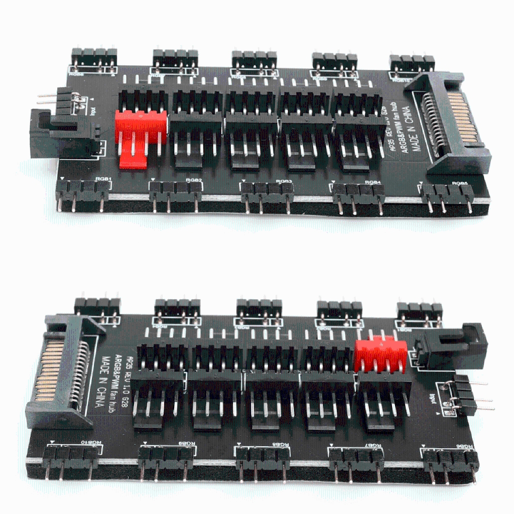 5V 3Pin RGB AURA Controller & 4Pin PWM Hub 10 Port ARGB Wireless Remote ...