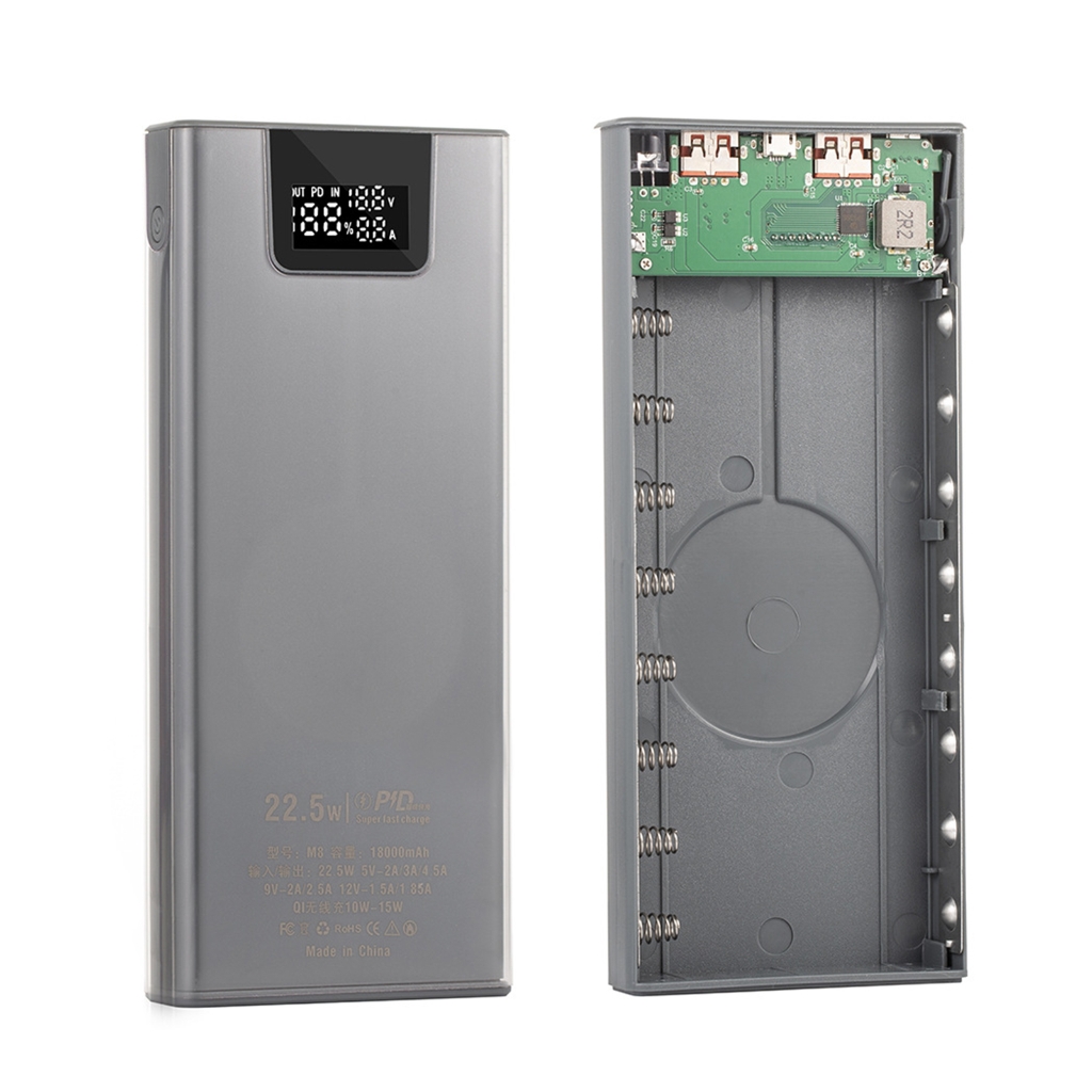 DIY Power Bank Boxes 8x18650 Batteri Case Metallskal 22,5W ...
