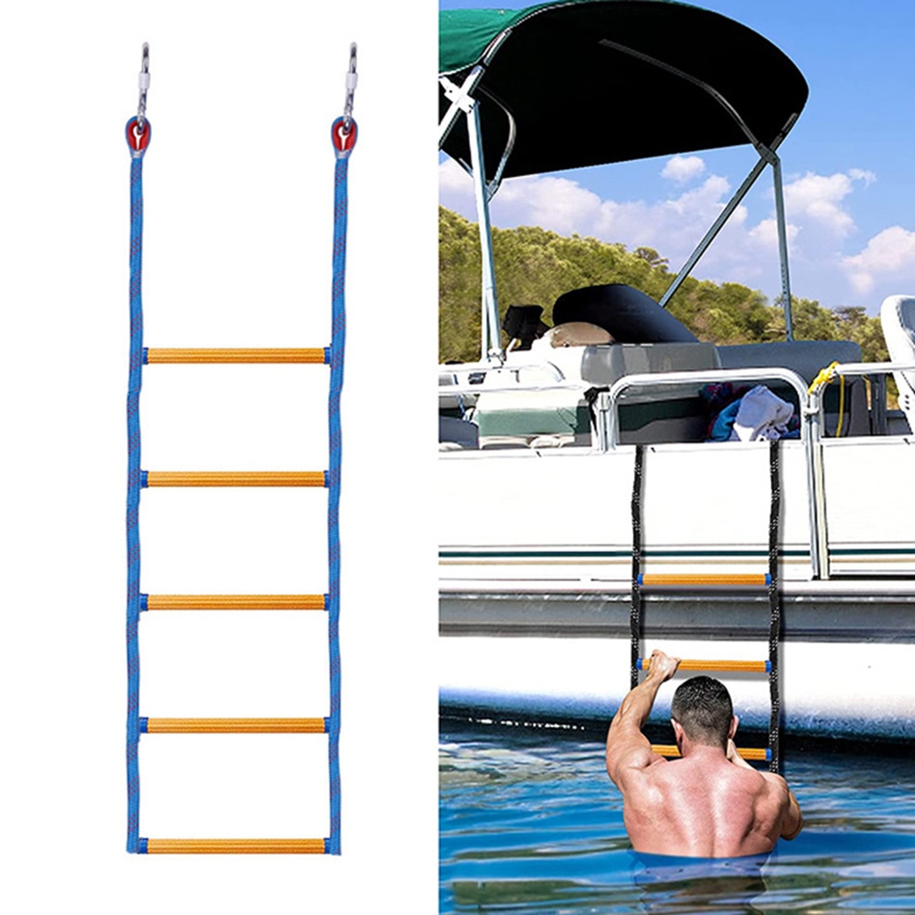 Portable Nylon Fishing Rope Boarding Ladder Marine Rope Ladder ...