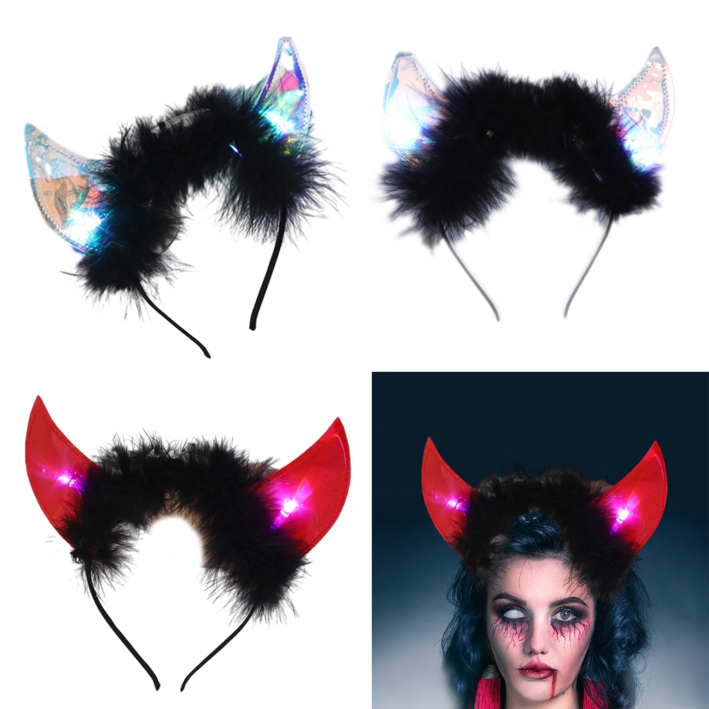 Adjustable Red Horn Headband Cow Horns Hairbands for Halloween Parties ...