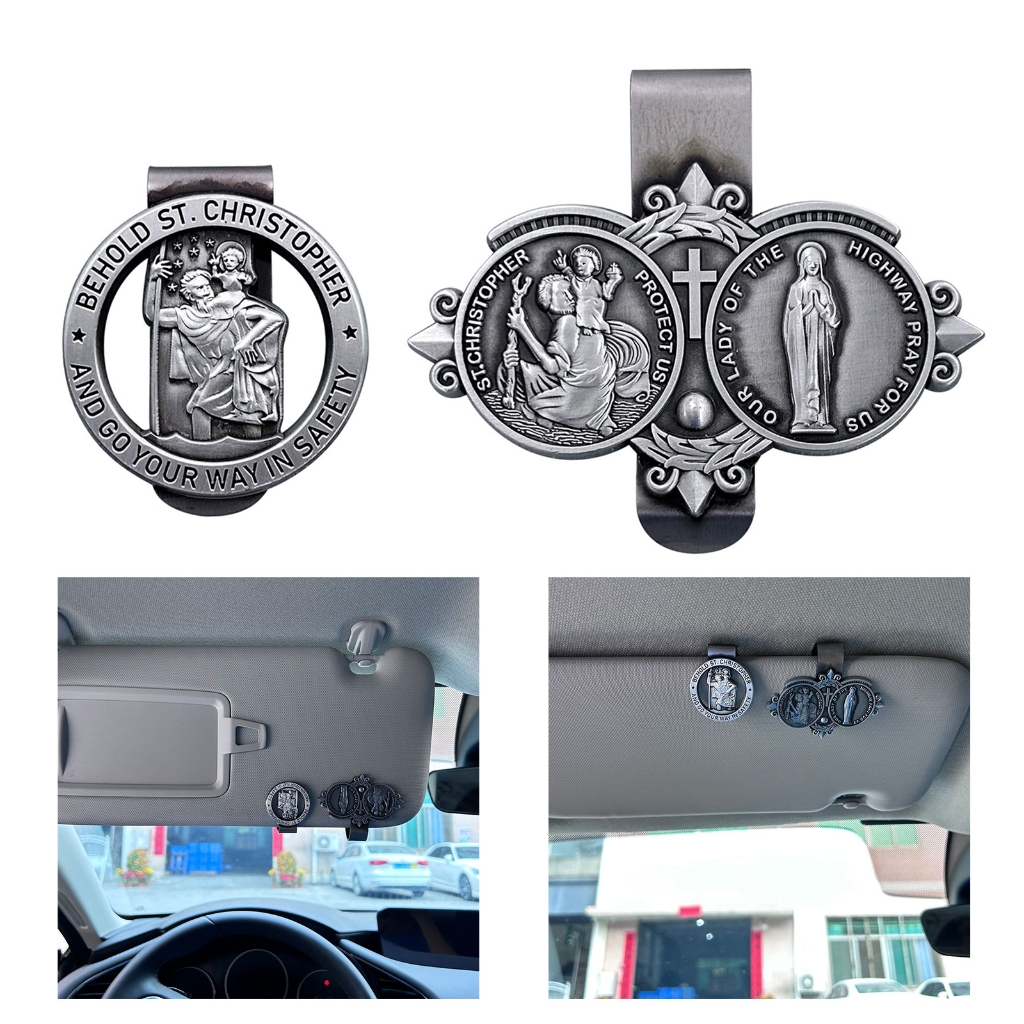 Religious Medals Clip Accessory Patron Saint Christopher Car Visor Clip ...