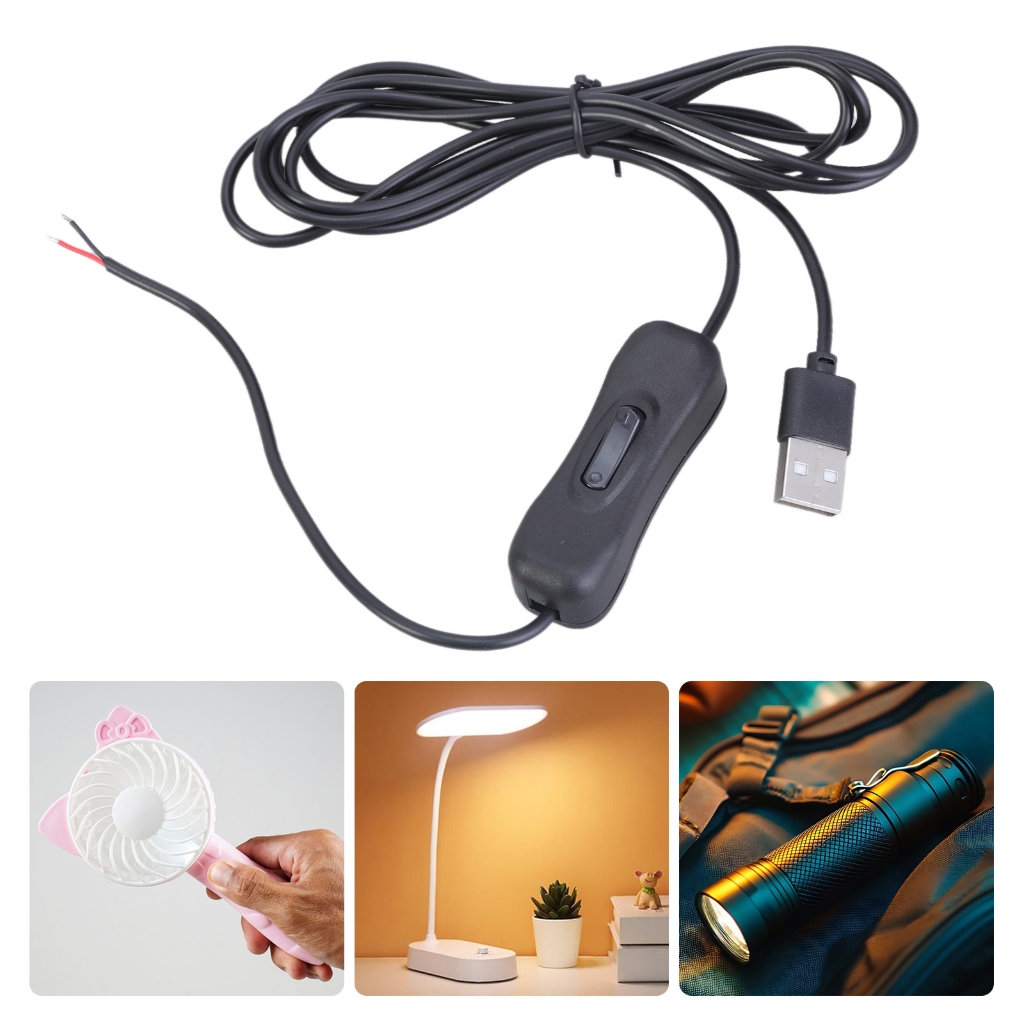 USB Male to Open End Cable 2 Cores Male Charging Cable with Switches ...
