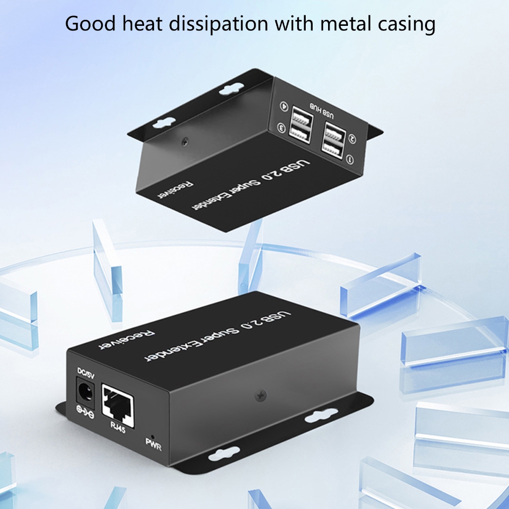 4 Port USB Extender Ethernet USB2.0 HUB Extender RJ45 CAT6 50M 164ft ...