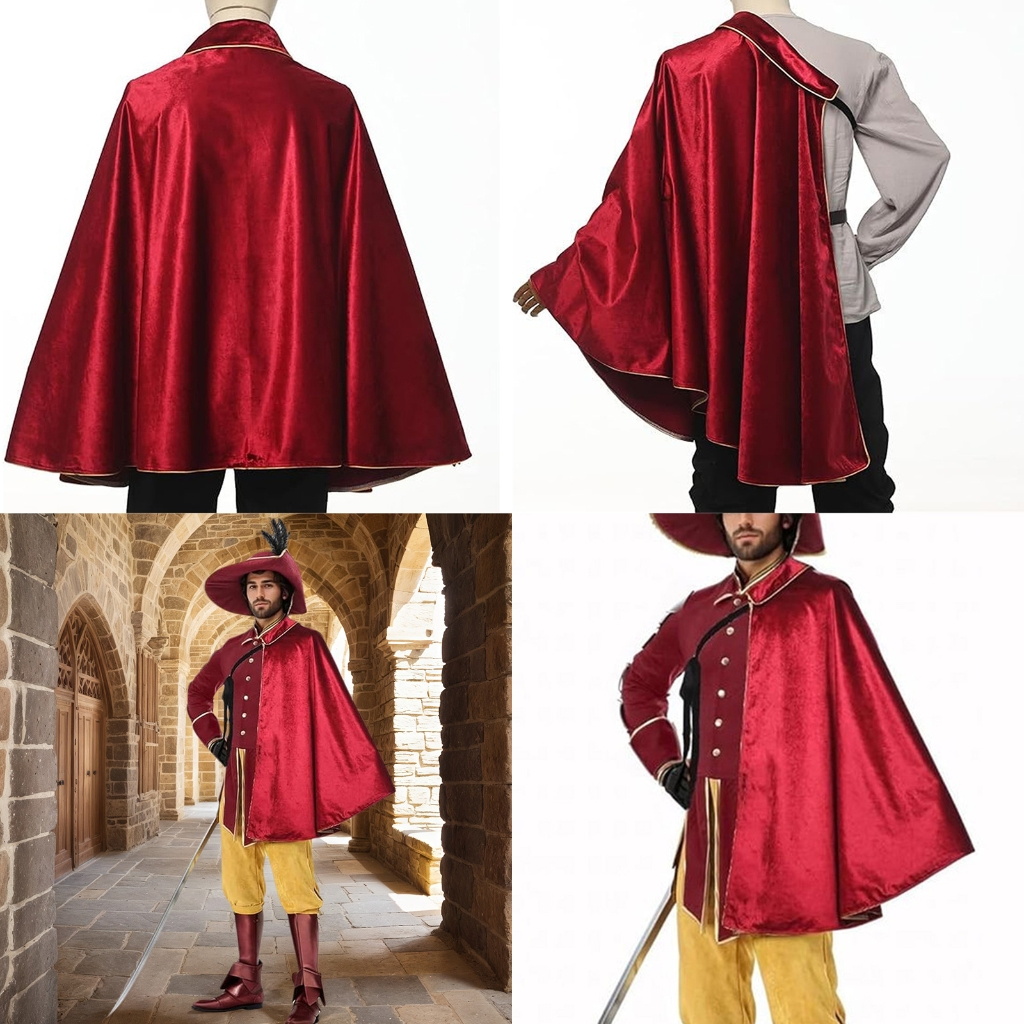 Renaissances Costume for Men Medieval Shawl Half Shoulder Cape Samurais ...