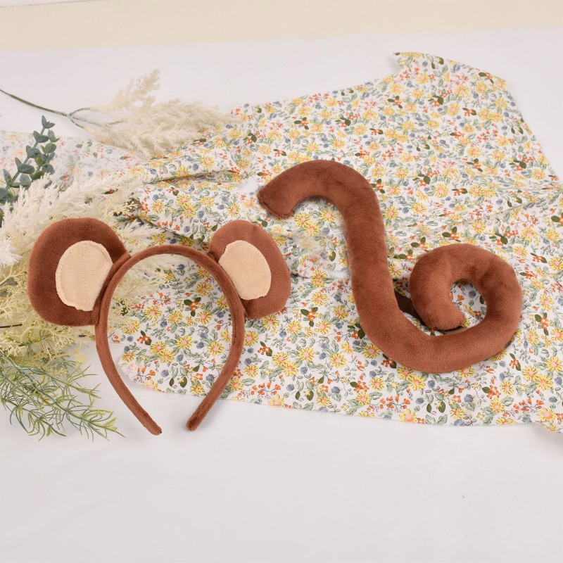 Monkey Ears Headband and Tail Animal Monkey Cosplay Costume for Kid ...