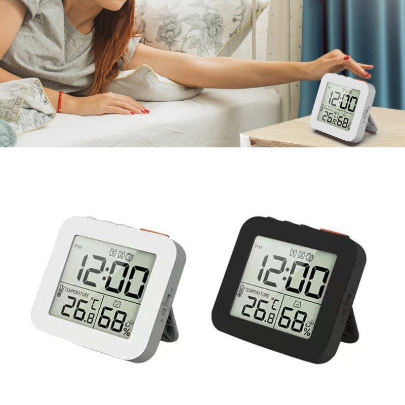 Wall Mountable Digital Clock 3 Alarms LCD Display Temperature Humidity ...